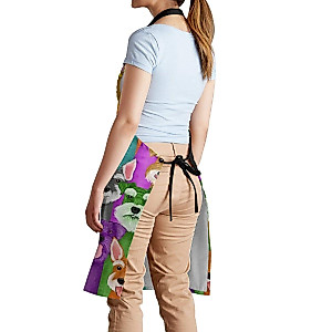Bib Apron with 2 Pockets for Men Women, Adjustable Kitchen Aprons with Extra Long Ties Waterdrop Resistant for Cooking, Grill and Baking