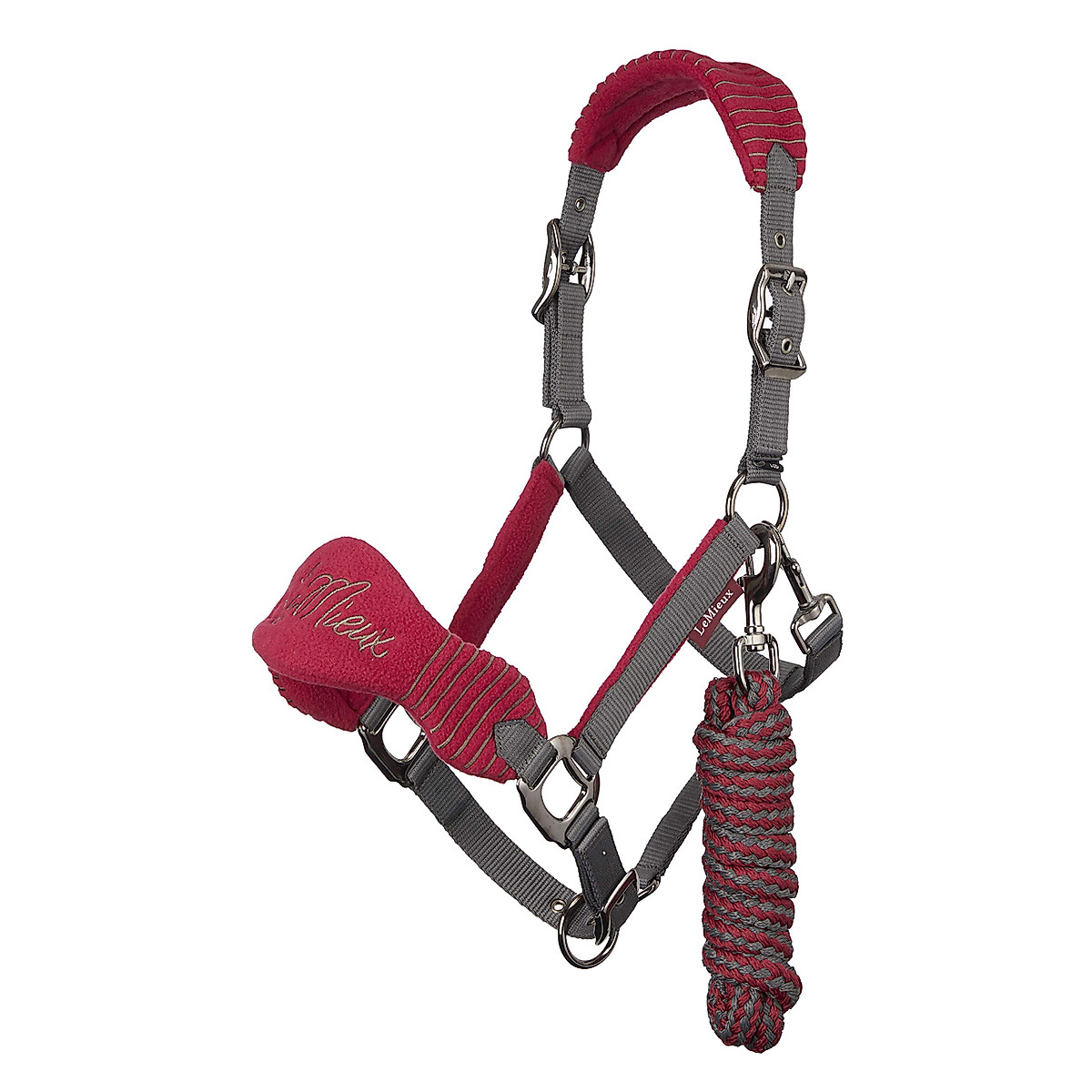 LeMieux Vogue Fleece Headcollar - Halter & Leadrope (Mulberry - Full)