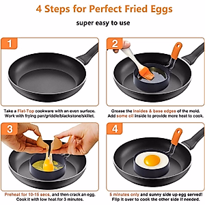 1-6 Pcs Non Stick Egg Frying Rings Perfect Circle Round Fried/Poach Mould Pancake (4 Pcs Ring Molds)
