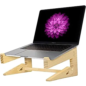 Thibault Laptop Stand for Desk, Laptop Riser Computer Stand Wooden MacBook Stand, Ergonomic Laptop Holder Compatible with MacBook/Dell/HP/Lenovo 10-17 Laptops, Work from Home Laptop Riser