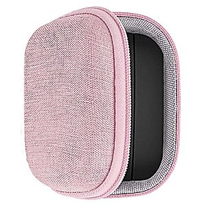 Geekria UltraShell Case with Carabiner Compatible with Jabra Elite 75t, Elite 65t, TOZO T6 True Wireless Earbuds, Replacement Protective Hard Shell Travel Carrying Bag with Cable Storage (Pink)