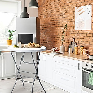 32in Cocktail Table White High Top Folding Table, Portable Bar Height Folding Table Round with Removable Legs, Indoor Outdoor Banquet Table for Parties, Commercial, Speech, School - 2PCS