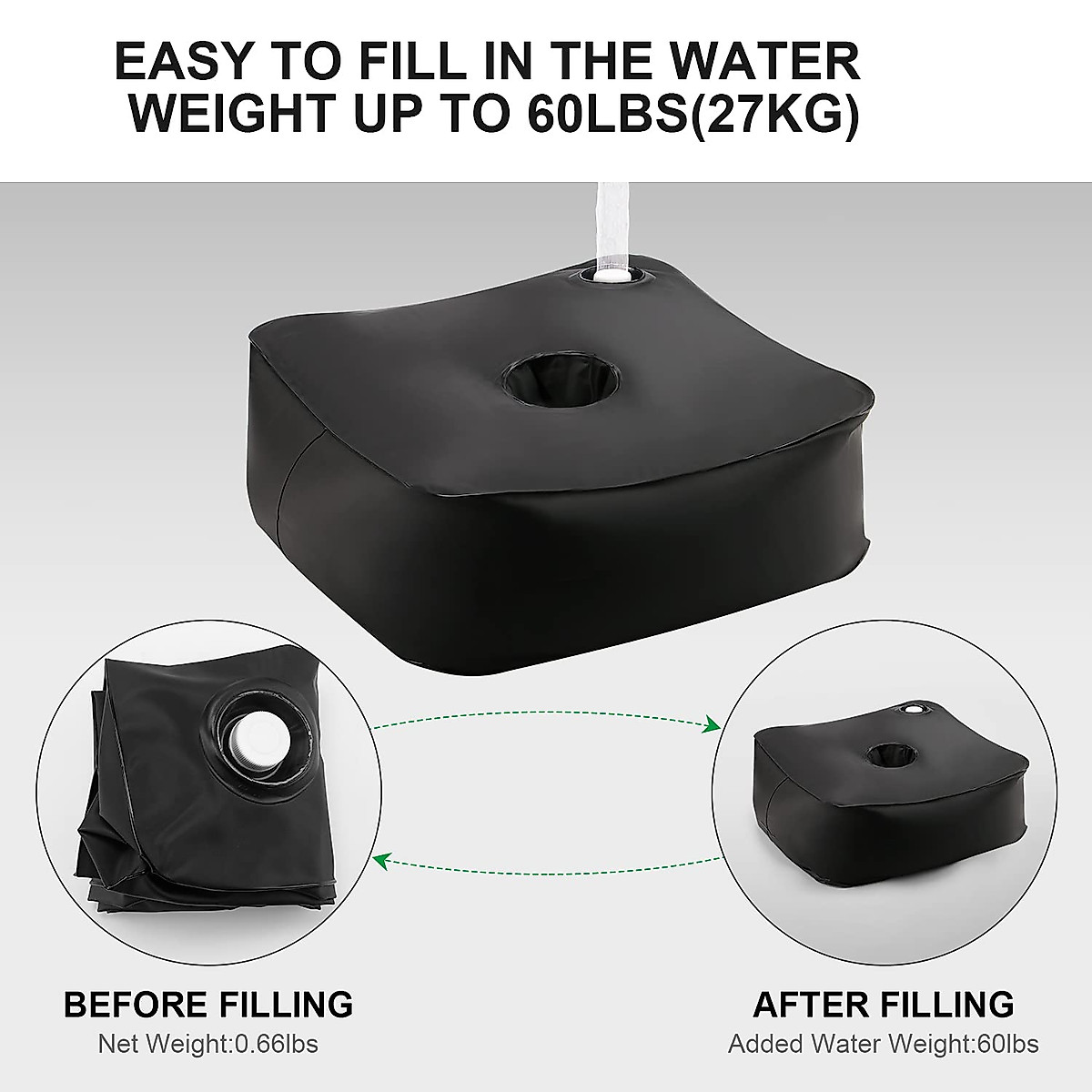 Vogholic Umbrella Base Weight Water Bag Heavy Duty Up to 60 lbs for Umbrella Stand Cantilever Base,Patio Weight Bag,16 x 16 inches Square