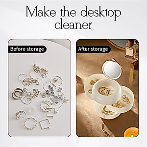 OHFOUL Jewelry Holder Organizer,Jewelry Box,Jewelry Tray,Jewelry Boxes for Men Women,4 Layer Rotating Storage Case with Lid for Rings,Accessory Bracelets Holder Gifts for Girls Womens - white