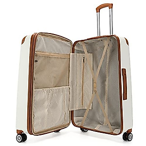 Miami CarryOn Collins 3 Piece Expandable Polycarbonate-ABS Retro Spinner Luggage Set with Lined Interior, Organizational Pockets, Bottom Handle (White)