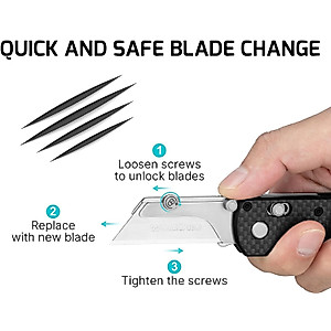 OKNIFE Otacle U1 Folding Pocket Utility Knife, Quick Change Box Cutter with Rail Lock, EDC Razor Knife with Pocket Clip for Office, Factory