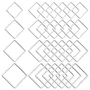 80Pcs Earring Hoop Jewelry Making Earring Beading Hoop Rings Earring Finding Hypoallergenic Square Earrings Beading Hoop Bulk Open Bezel Pendant Frame for DIY Crafts Accessories Supplies(Silver)