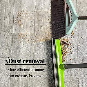 Rubber Broom Carpet Rake for Pet Hair Removal, Portable Hair Remover with Squeegee Broom Hair Removal Brush, Pet Hair Removal Tool for Fluff Carpet, Hardwood Floor, Tile, Window