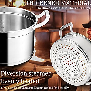 HZIB High capacity Multipurpose Stock Pot and Steamer Pot with PFOA-free,18/10 Stainless Steel Steamer,2-tier Cooking Pot with Lid for Soups,Seafood,Vegetables,Stews and Pasta