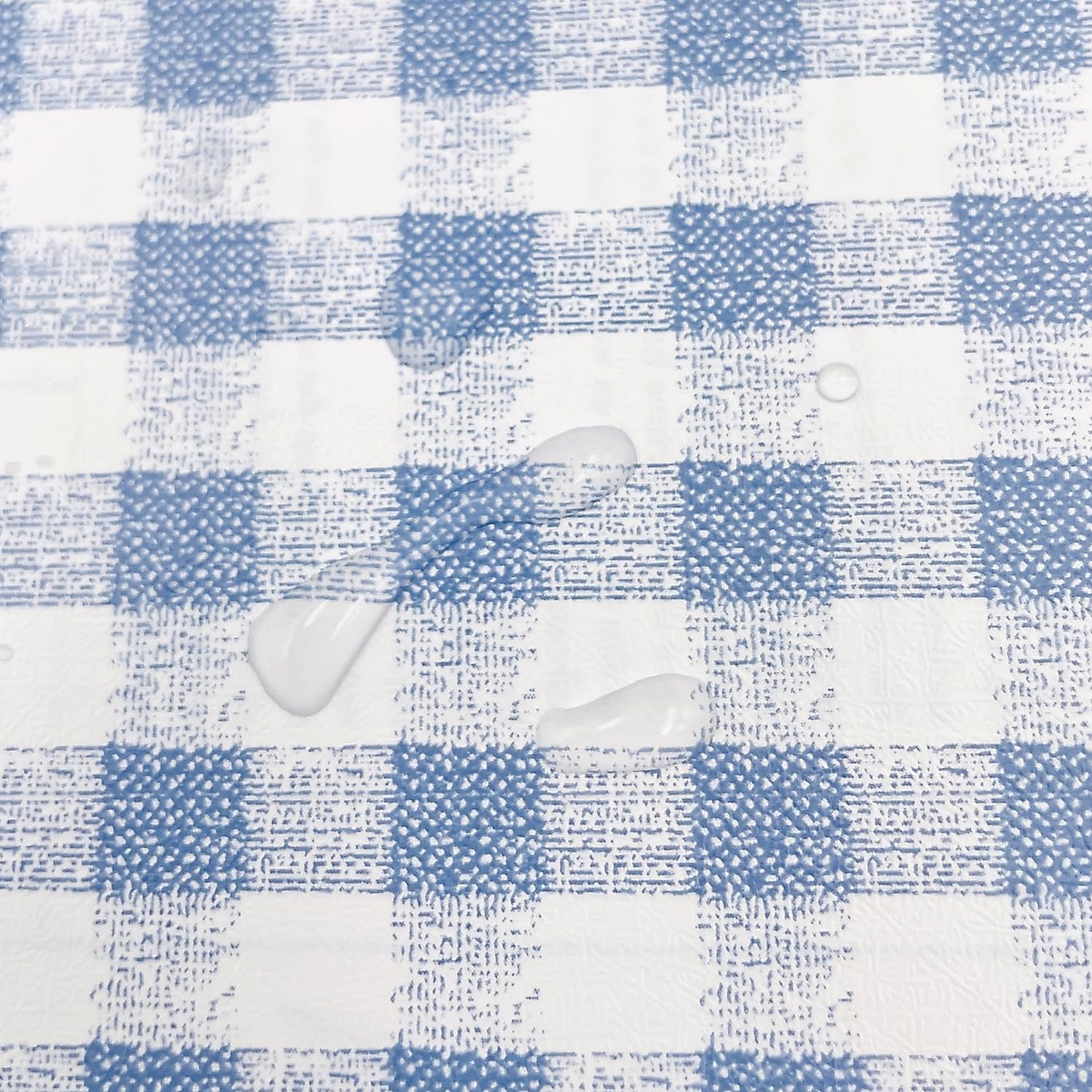 LoveFaye Mediterranean Style Furniture Paper Blue-White Gingham Countertop Door Sticker Shelf Liner 17.7inch by 9.8 Feet