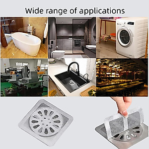4" X 4"Disposable Floor Drain Sticker Shower Drain Hair Catcher Shower Drain Cover Hair Catcher Mesh Stickers for Bathroom Washbasin Bathtub Kitchen Sink for Human and Pet Hair (30pcs(A))