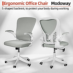 Modoway Desk Chairs with Wheels and Arms Ergonomic Mesh Office Chair with 300LBS Capacity (Grey-1Unit)