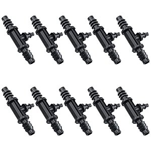 DGZZI Garden Hose Reducing Tee Barb Connector 10PCS Black 3/8 Inch to 1/4 Inch Greenhouse Drip Irrigation Water Splitter for 4 mm Drip Hose