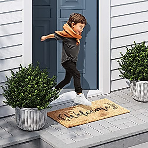 Barnyard Designs 'Welcome' Doormat Welcome Mat for Outdoors, Large Front Door Entrance Mat, 30x17, Brown