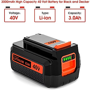 40 Volt LBX2040 Replacement Battery 3.0Ah Compatible with Black and Decker 40V Lithium Battery LBX2040 LBXR36 LBXR2036 LST540 LCS1240 LBX1540 LST136W LST136 LHT2436 LBX1540 Cordless Tools(Yellow)