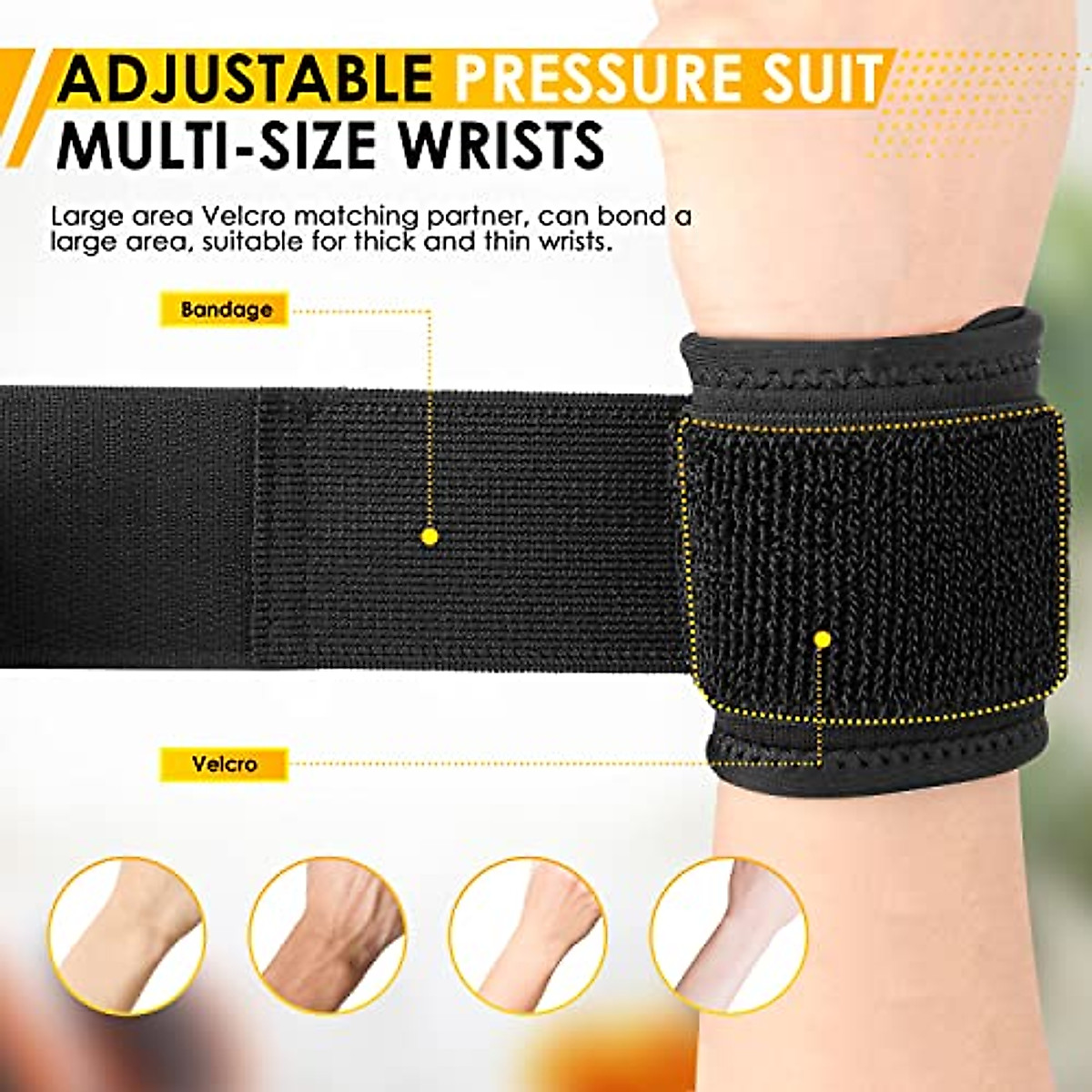 2 Pack Carpal Tunnel Wrist Brace for Women and Men: Wrist Wraps for Fitness | Wrist Support Prevention Wrist Pain, Sprains, Sports Injuries | Adjustable Wrist Strap, Suitable for Various Wrist Sizes