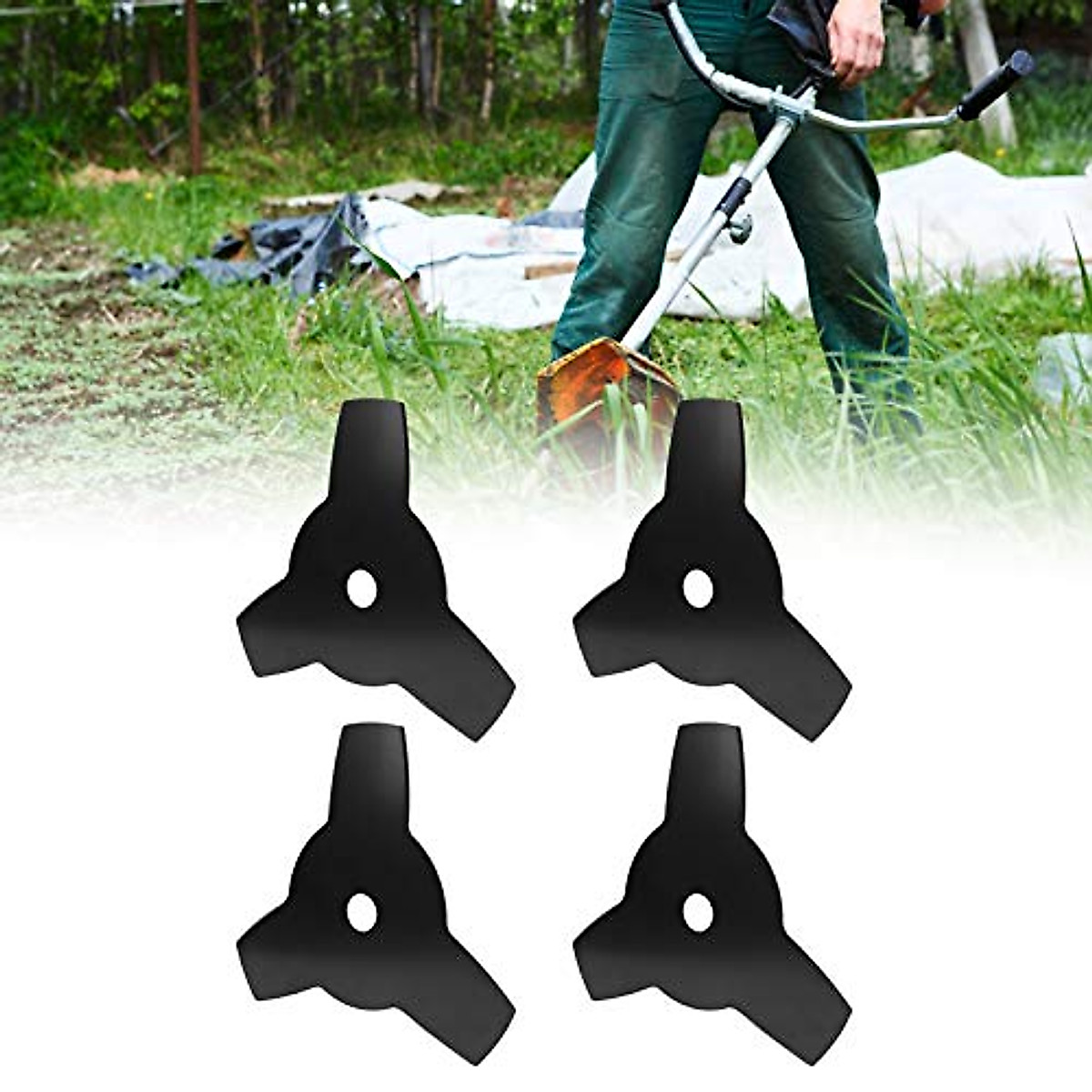 4pcs 3T Trimmer Blade, Garden Yard Brush Cutter Tool, for Lawn Mower, Grass Trimmer Accessories 10inch