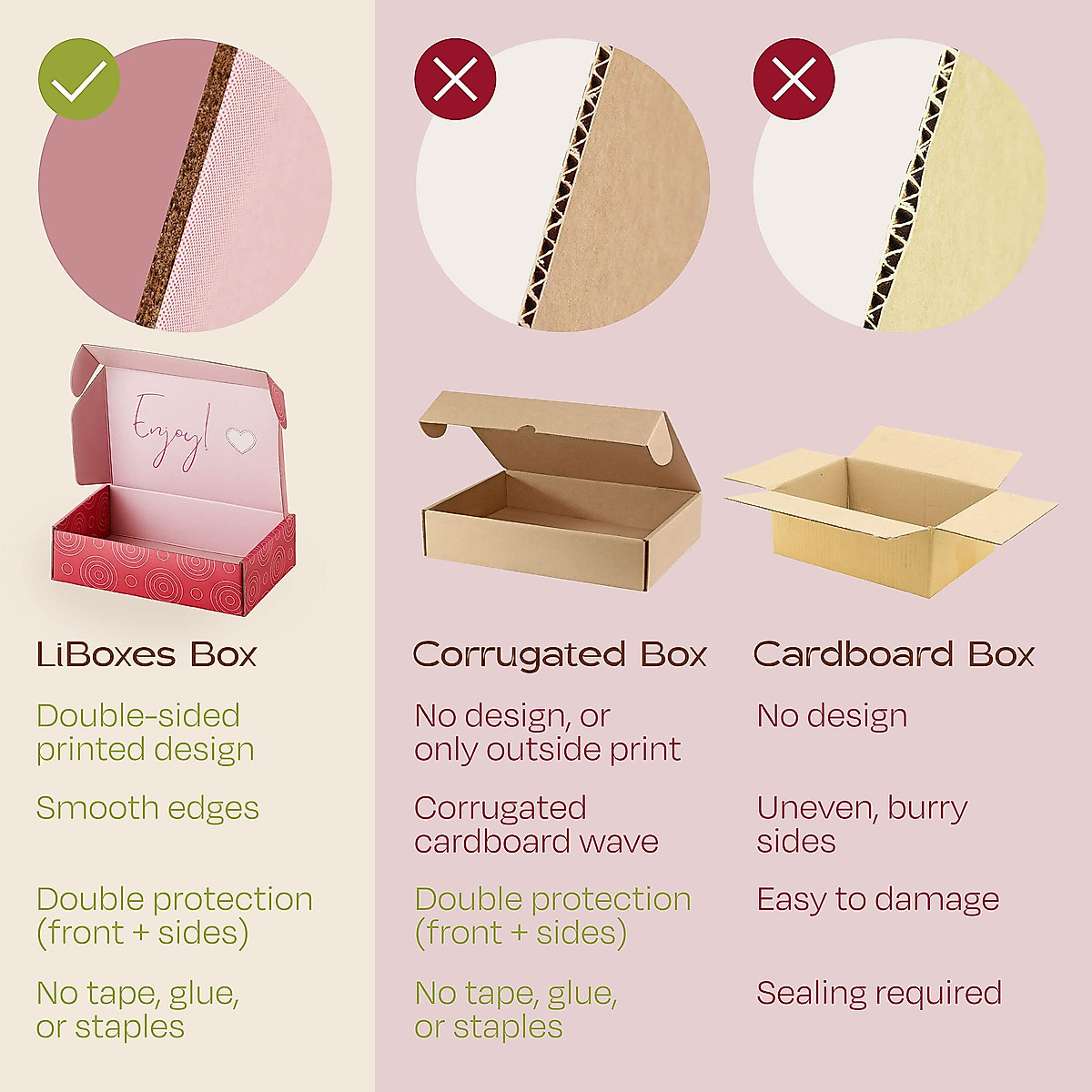 LIBOXES Gift Box 5x7x2 In - Set of 25 Gift Boxes with Lids for Presents or Mailing - Small Shipping, Party Favor, or Gift Boxes Bulk - 25 Thank You Stickers Included, Pink