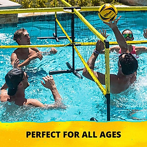 CROSSNET H2O Volleyball Pool Game for Adults and Family - Four Square Net Pool Game - Quick Assemble & Portable - Volleyball Set for Inground Pools - Perfect Pool Toys for Families W/Accessories