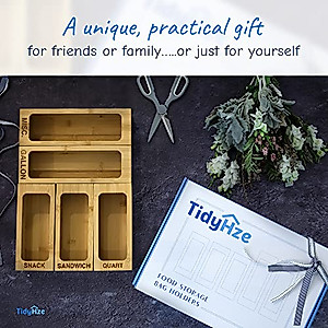 TidyHze Bamboo Ziplock Bag Organizer for Drawer, Baggie Holder, Food Storage Bag Organizer, Sandwich Bag Holders, Housewarming, Registry Wedding Registry, Premium Bamboo, Set of 5
