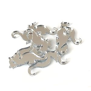 Super Cool Creations Seahorse Shaped Crafting Mirrors, Set of 10, Many Colours, Shatterproof Acrylic, Light Grey, Pack of 10 x 3cm