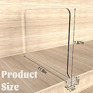 Hmdivor Acrylic Shelf Dividers for Closet Organization, Closet Shelf Dividers Closet Organizer for Wood Shelf and Cabinets Shelf in Bedroom, Kitchen and Office(6pcs)