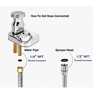Socila Professional Stainless Steel Shampoo Bowl Hose - 1/2" Thread Sprayer Head to 1/4" Thread Water Pipe for Barber Shop & Salon Sink Replacement Part for Faucet and Sprayer