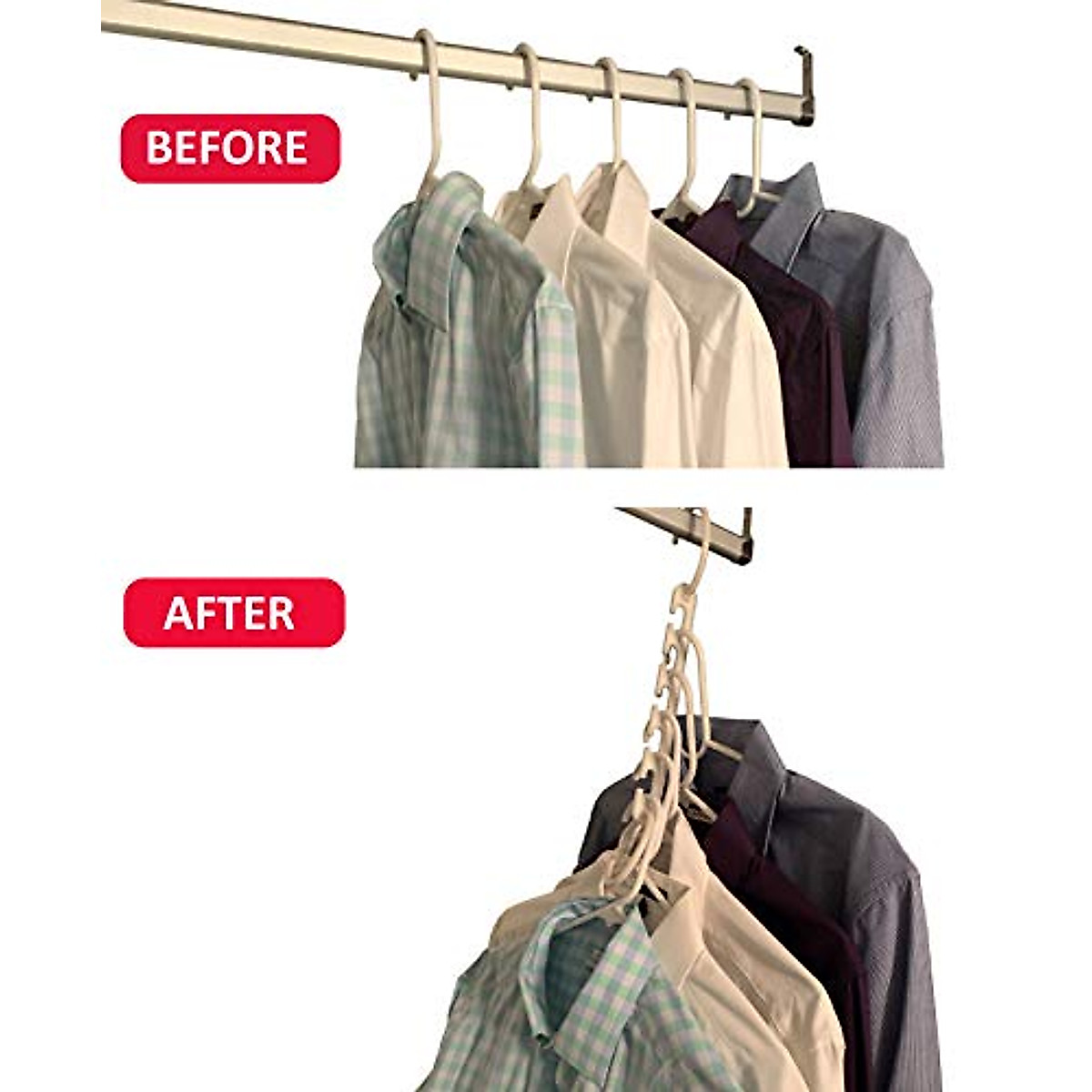 Juniper's Secret Closet Organizer Space Saving Clothes Hangers Plastic Dorm Room Essentials - 8 Pack Magic Hangers for Skirt, Pants, Shirts, Trousers - Free Eyeglass Pouch