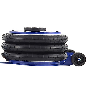 VEVOR Air Jack, 5 Ton/11000 lbs Triple Bag Air Jack, Lift Up to 15.75 Inch, 3-5S Fast Lifting Air Bag Jack for Cars with Adjustable Long Handle (Blue)