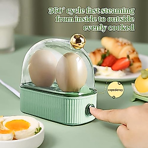 Egg Cooker Electric 2-Egg Capacity, Soft, Medium, Hard-Boiled Egg Cooker with Auto Shut-Off, Measuring Cup Included, BPA Free