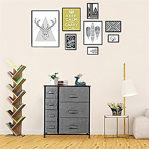 7-Drawer Dresser - Easy Pull Fabric Bins with Tabletop Surface - Storage Dresser with Removable Fabric Drawers - Clothes and Craft Storage Furniture - Closet Organizers with Steel Frame - Grey