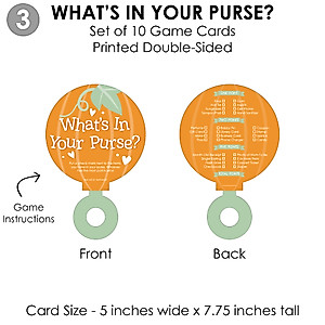 Big Dot of Happiness Little Pumpkin Decorations, 4 Fall Baby Shower Games, 10 Cards Each - Who Knows Mommy Best, Mommy or Daddy Quiz, What’s in Your Purse and Oh Baby - Gamerific Bundle