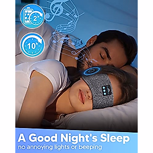 Sleep Headphones Elastic Sleeping Headband 10Hrs Bluetooth Music Eye Mask with Soft Cozy Earbuds Comfortable Earphones for Side Sleepers(Elastic One Size Fits Most)