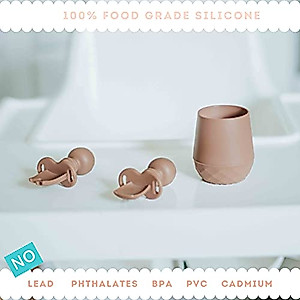 Tooshka Silicone Baby Utensils & Tiny Cup - Bpa Free - Baby Led Weaning - Baby Spoon, Fork & Training Cup for 6 Months+ Anti-Choke Baby Feeding Supplies (Sage)