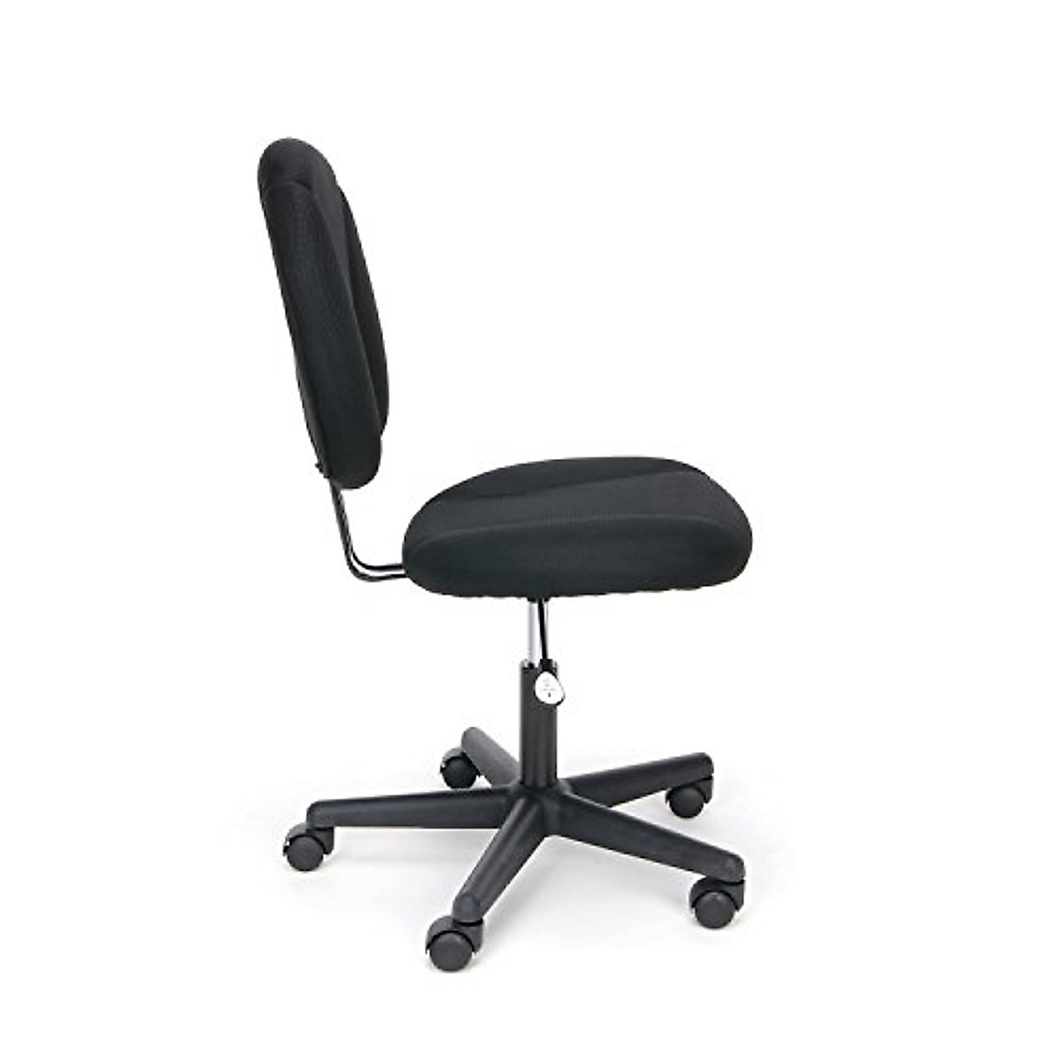 OFM ESS Collection Upholstered Armless Swivel Task Chair, 22.75in. D x 24.50in. W x 34in. - 39in. H, Black