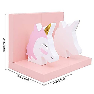 Cute Pink Unicorn Wooden Book Organizer Bookends Book end Book File Home Office Library Decoration Birthday Gift