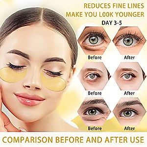 Under Eye Patches, 24K Gold Collagen Eye Mask for Puffy Eyes & Dark Circles Treatments, Reduce Under Eye Bags and Smooth Wrinkles, Hydrating and Moisturizing, Eye Skin Care Pads for Beauty & Personal Care (𝟔𝟎𝐏𝐂𝐒 )