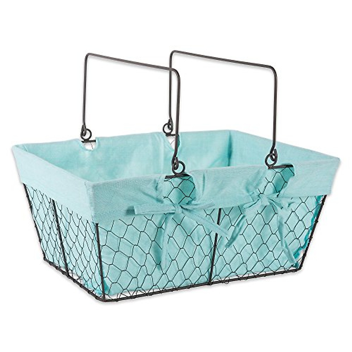 DII Farmhouse Chicken Wire Egg Basket, Storage Baskets with Liner, Aqua, 16x12x7.88"
