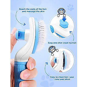 Cat Grooming Glove Brush, RIFNEEIM Pet Deshedding Glove with Self Cleaning Slicker Brush, Efficient Pet Hair Remover Massage Tool with Enhanced Five Finger Design for Cat Dog