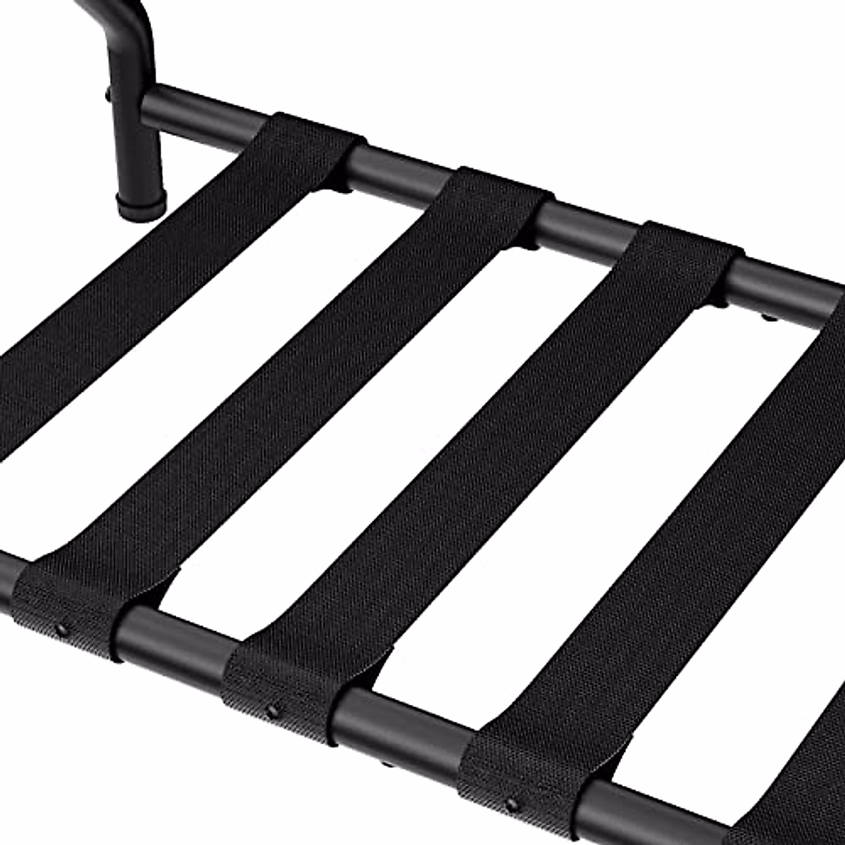 HOOBRO Luggage Racks Set of 2, Folding Suitcase Stand for Guest Room, Metal Luggage Holder with Storage Shelf, Bedroom, Hotel, Black BK03XLP201G2