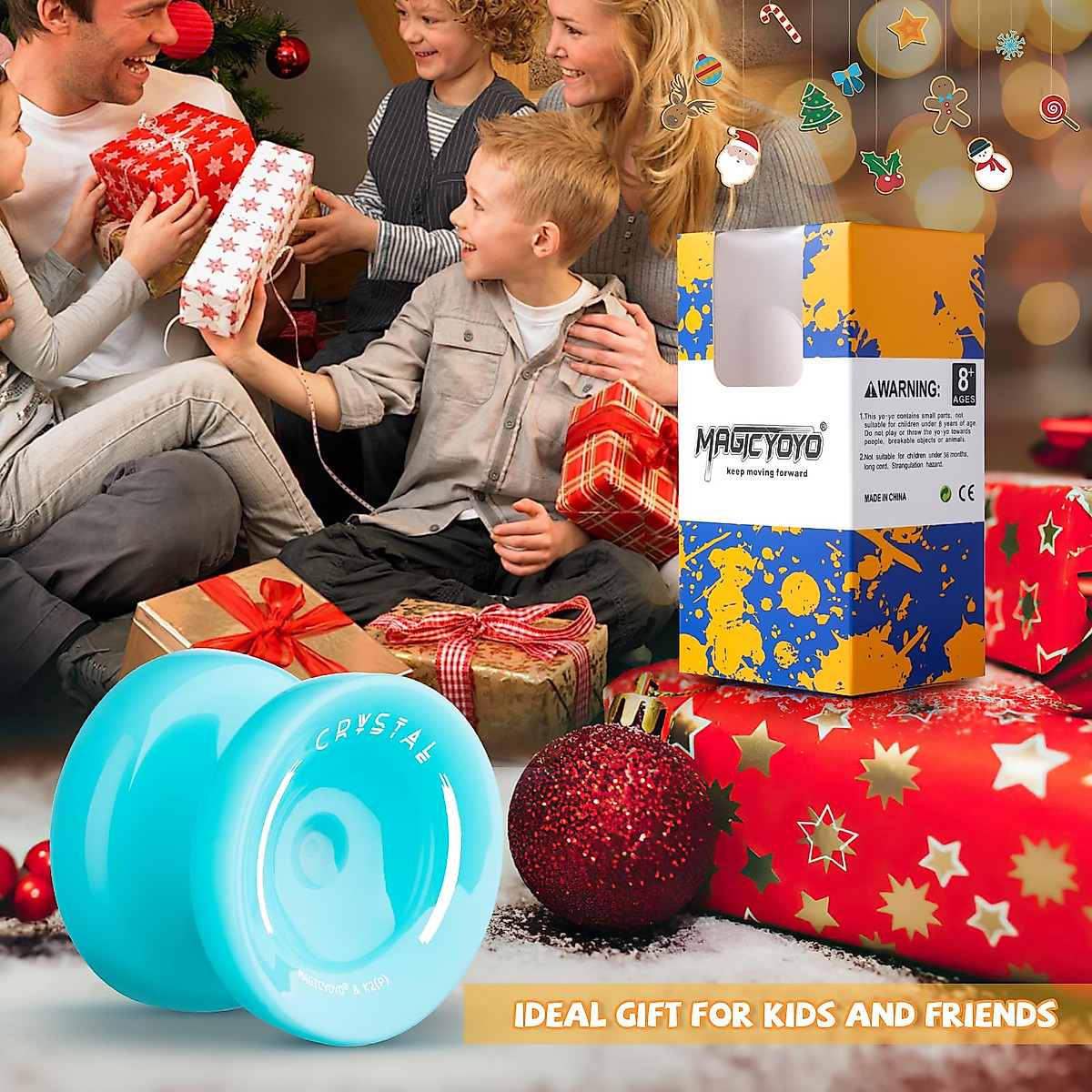 MAGICYOYO Yoyo K2 Responsive Yoyo for Kids, Professional Yoyo for Beginner, Dual Purpose Yoyo Replacement Unresponsive Bearing for Adults/Advanced with 6 Yoyo Strings+Bag+Bearing Remover (Sky Blue)