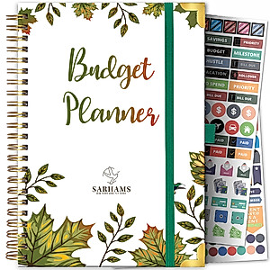 SARHAMS Budget Planner 5.8 x 8.1 Inches with 2 Pockets – Portable Undated Budget Book with Bill and Expense Tracker – 12 Month Planner to Track 2023 2024, Organize and Plan Your Finances