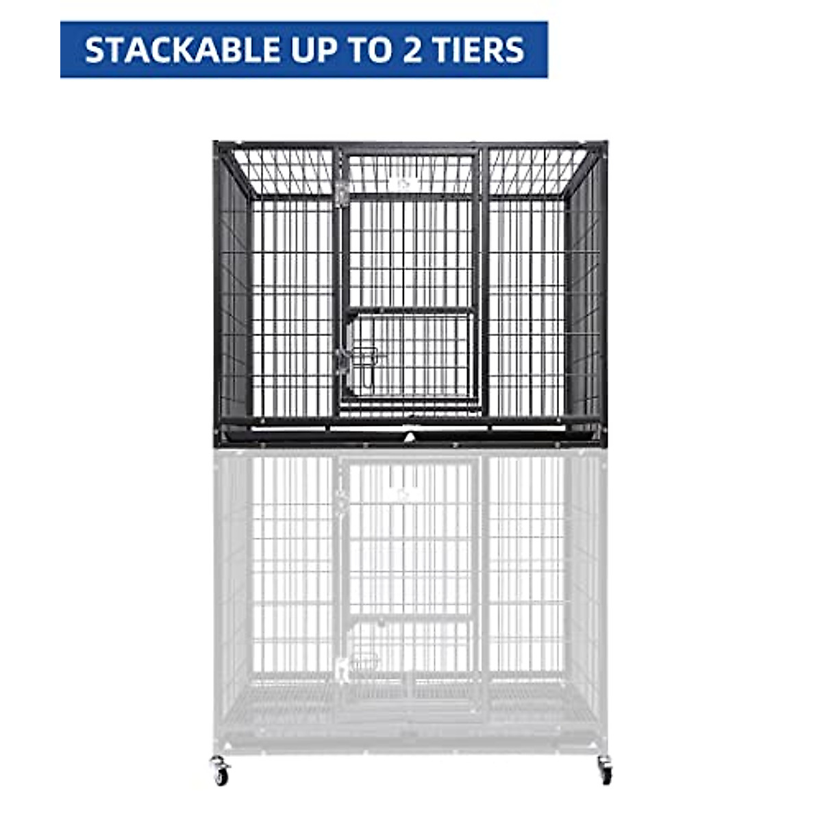 Homey Pet 43" Stackable Heavy Duty Cage W/Feeding Door, Casters and Tray