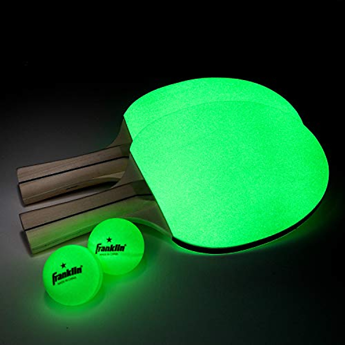 Franklin Sports LED Table Tennis Net and Glowing Paddles and Balls Oval, Black, One Size
