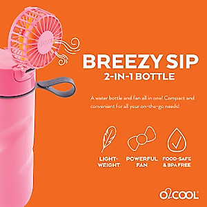 O2COOL Pink Sip Breezy Fan, 1 EA