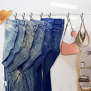 BOYILULEI 10 Pcs S Hooks Metal Heavy-Duty S Shaped Hook Anti Slip with Safety Buckle Design 3.5 Inches for Hanging Utensil Closet Rod Plants Pots Pans Bathroom Kitchen Coffee Cups Wardrobe Black