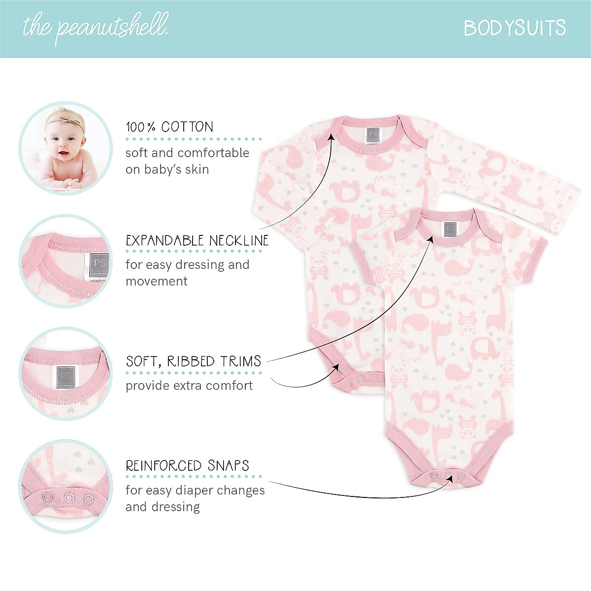 The Peanutshell Newborn Essentials Layette Gift Set for Baby Girls, 23 Piece, Fits Newborns to 3 Month