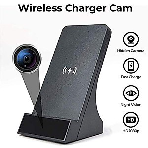 LIZVIE Wireless Charger with Spy Hidden Camera, 1080P HD Mini Smart Nanny Security Cam WiFi Remote Viewing/Night Vision/Motion Detection