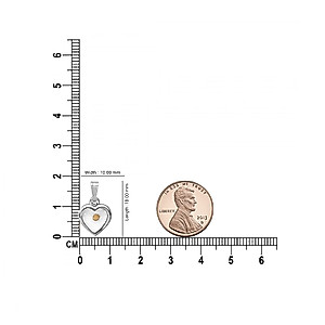 Auriga Fine Jewelry 925 Sterling Silver Rhodium-plated Small Heart with Mustard Seed Pendant for Women (L- 0.59 Inch, W- 0.51 Inch)