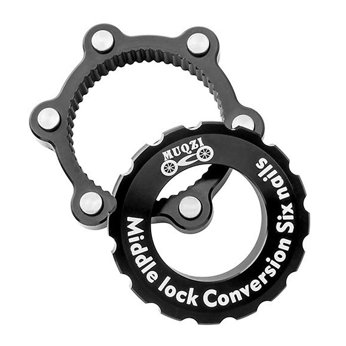 UXELY Bicycle Center Lock 6-Bolt Disc Brake Rotor Adapter, Middle Lock Disc Brake Conversion Seat for Mountain Bikes, Bike Hub Adapter, Centerlock Adaptor 6-Hole Including Lock Ring